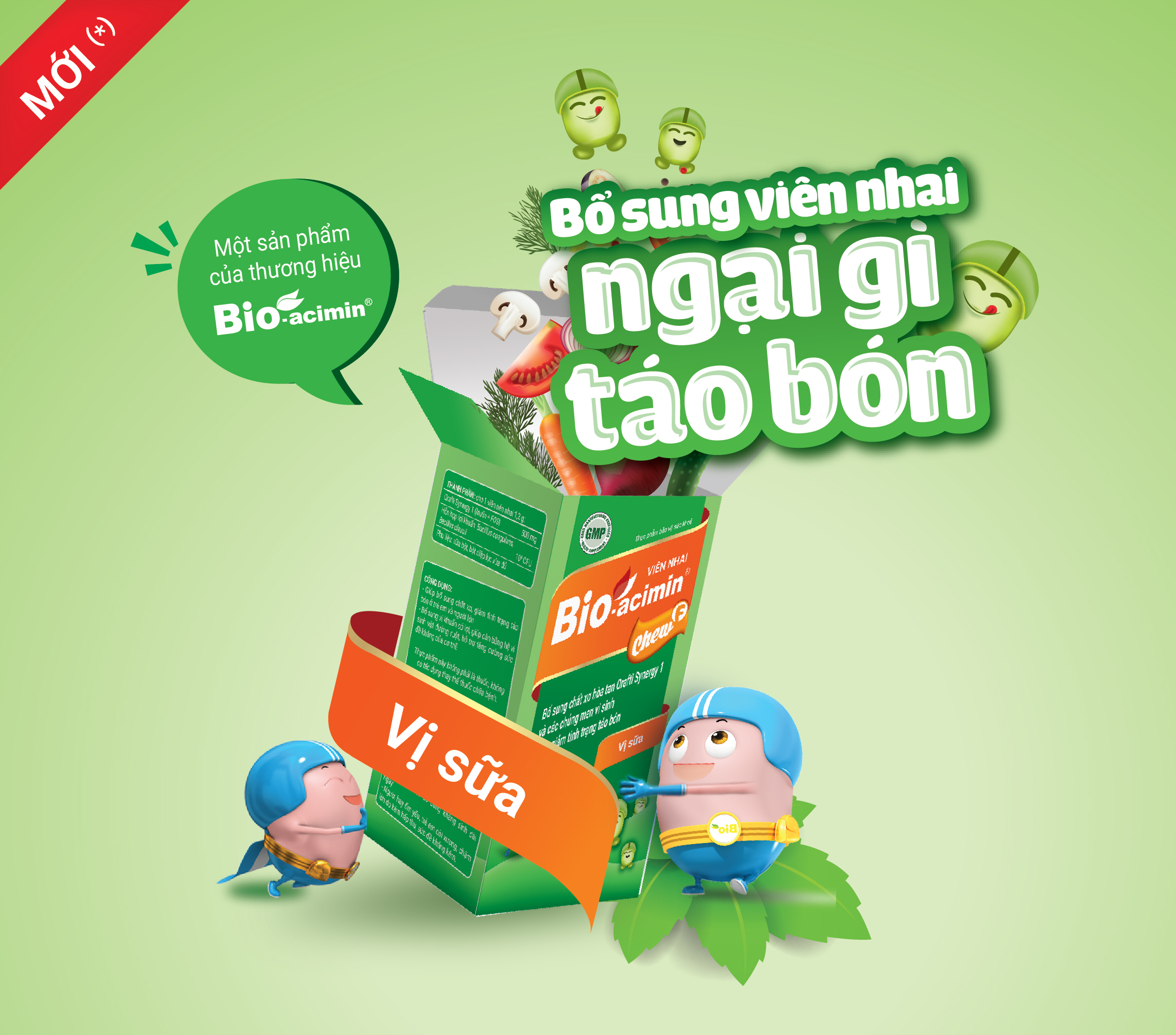 Bio-acimin Chew F – Viên nhai bổ sung chất xơ và men vi sinh - Bio-acimin